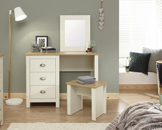 Logan Dressing Table Set - White & Barley Oak – Furniture Next Day IE